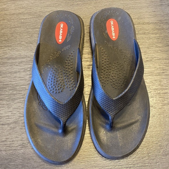 Okabashi | Shoes | Okabashi Black Rubber Thong Flip Flop Beach Size ...